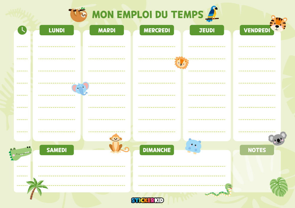 Rentrée des classes: emploi du temps pour enfant à imprimer - Blog